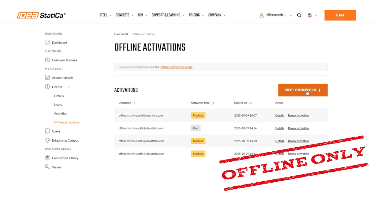 Off-line licensing | IDEA StatiCa